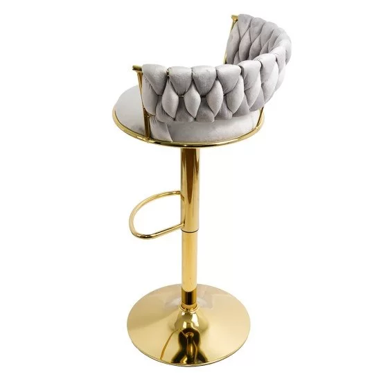 Scaun de bar tapitat cu catifea pivotant si inaltime reglabila cu baza ...