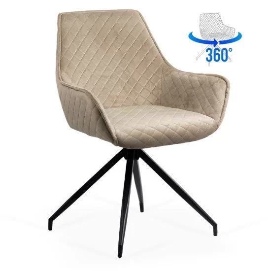 Scaune living din catifea rotative BUC 0223 bej