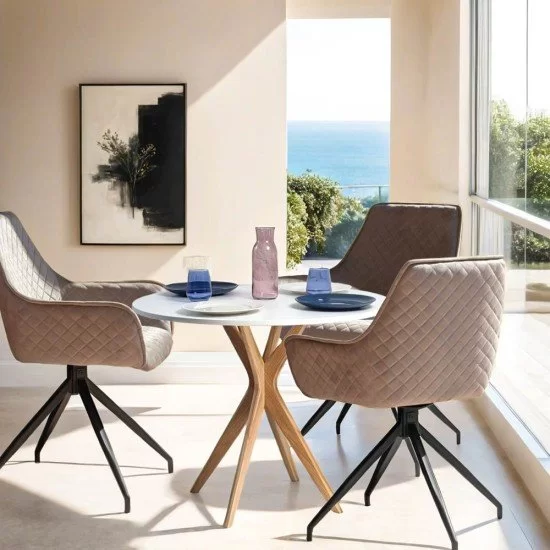 Scaune living din catifea rotative BUC 0223 bej