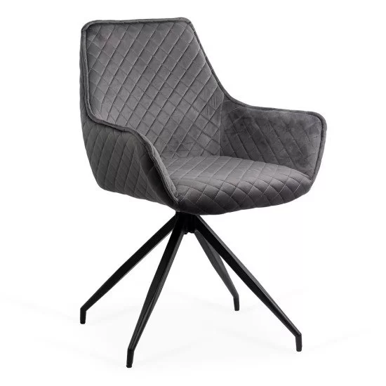 Scaune living gri BUC 0223 din catifea rotative