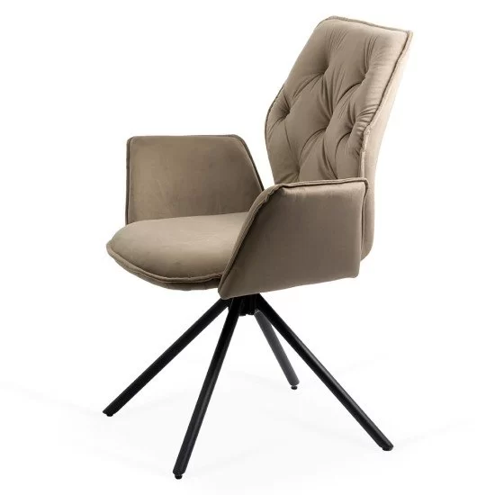 Scaune living rotative bej BUC 0224 din catifea