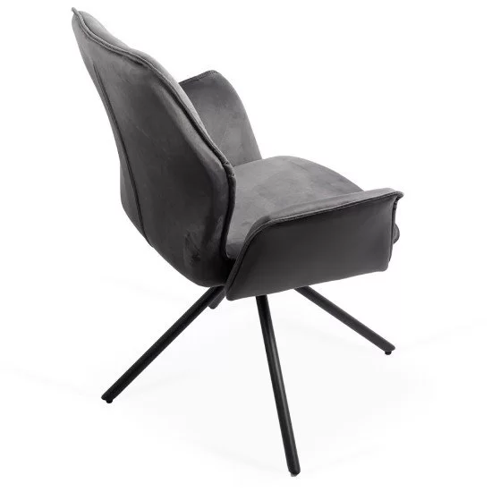 Scaune rotative gri BUC 0224 din catifea pentru living