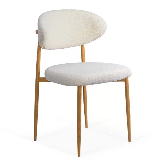 Scaun dining crem BUC 283 boucle - elegant si stabil