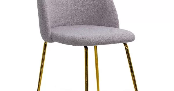 Scaun living gri BUC 284 din boucle cu picioare aurii