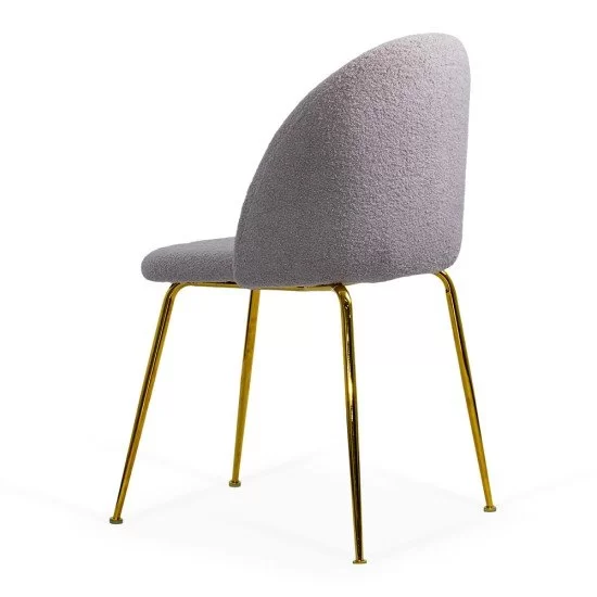 Scaun living gri BUC 284 din boucle cu picioare aurii