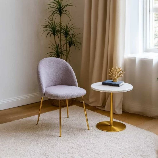 Scaun living gri BUC 284 din boucle cu picioare aurii