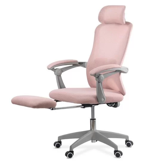 Scaun de birou din mesh cu tetiera si suport picioare OFF 430 roz ...