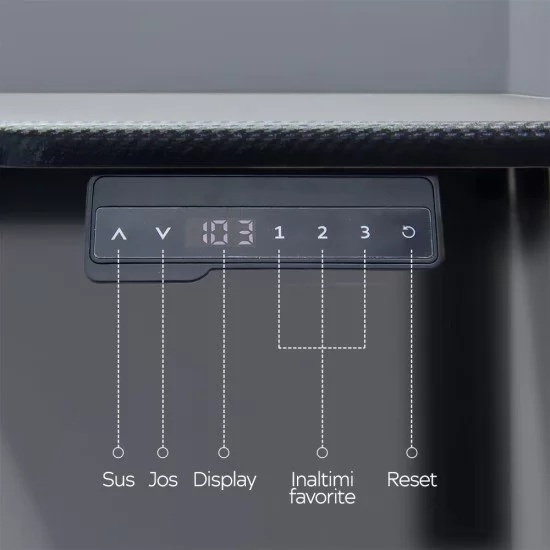 Birou electric OFF990 - Negru, Înălțime Reglabilă, Ergonomic